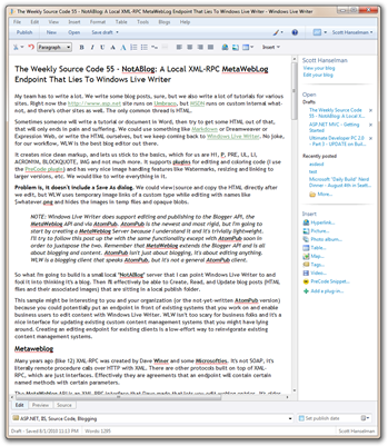 The Weekly Source Code 55 - NotABlog: A Local XML-RPC MetaWebLog Endpoint That Lies To Windows ...